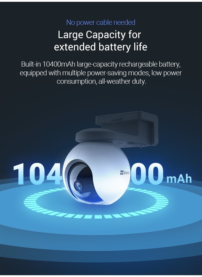 Ezviz EB8 4G 3MP 2K Pan & Tilt GPS Battery Powered Two Way Talk Color ...