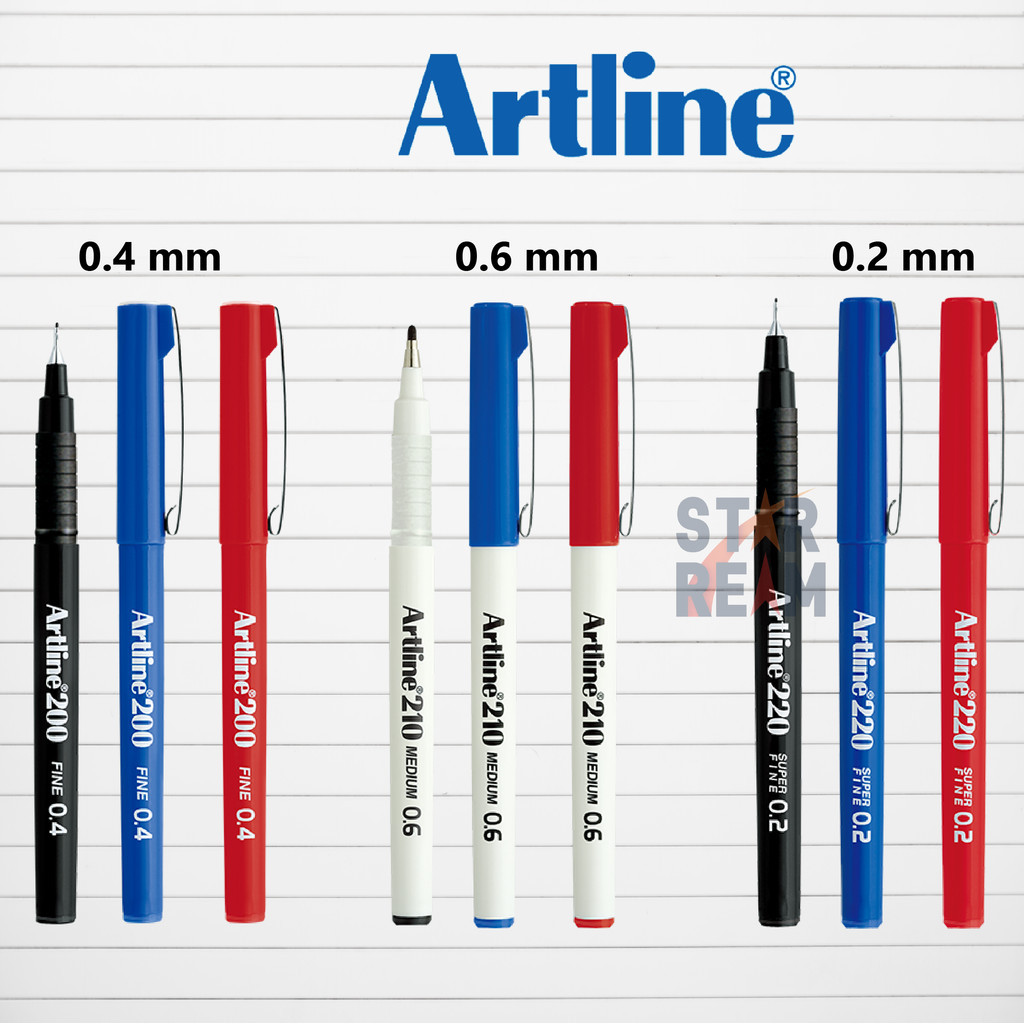 Artline Writing/Sign/Drawing Fine Line Pen 200/210/220 0.2mm/0.4mm/0 ...