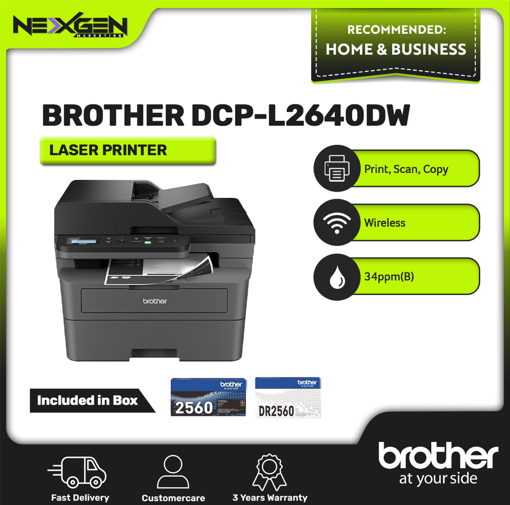 Brother LaserJet DCP-L2640DW / DCP-L2550DW All In One Mono Wireless Laser Printer/ Print Scan ...