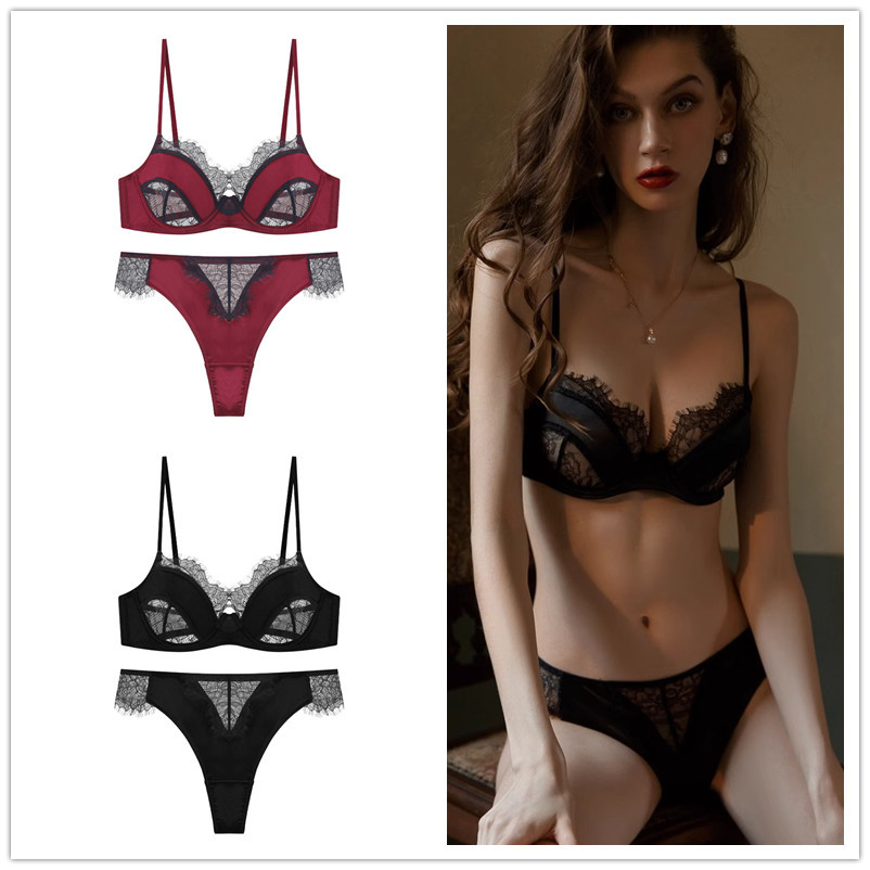 Bra Set Sexy Lace Women Brapanties Comfort Ultra Thin Satin Lingerie 4935