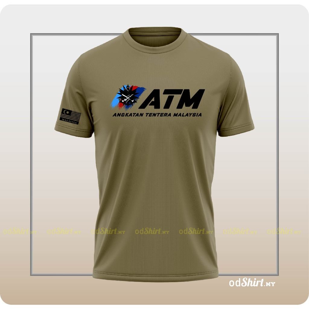 AT324 Army Baju Style T-Shirt Microfiber Color Sand Khaki Round Neck ...
