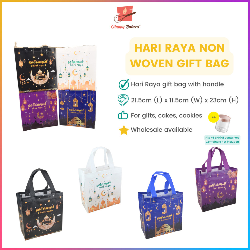 Hari Raya Gift Bag Non Woven For 4 Containers Cookies Gifts Desserts ...