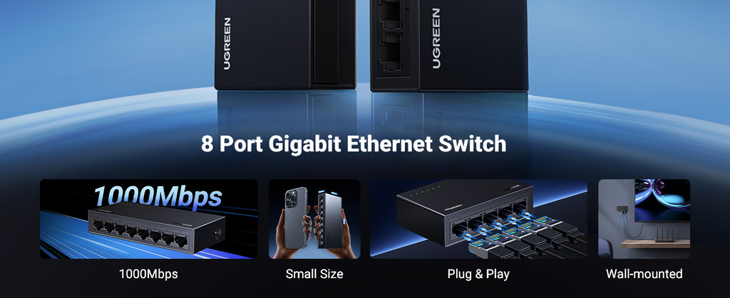 UGREEN 5/8 Port Ethernet Splitter RJ45 Network Switch 1000Mbps Gigabit ...