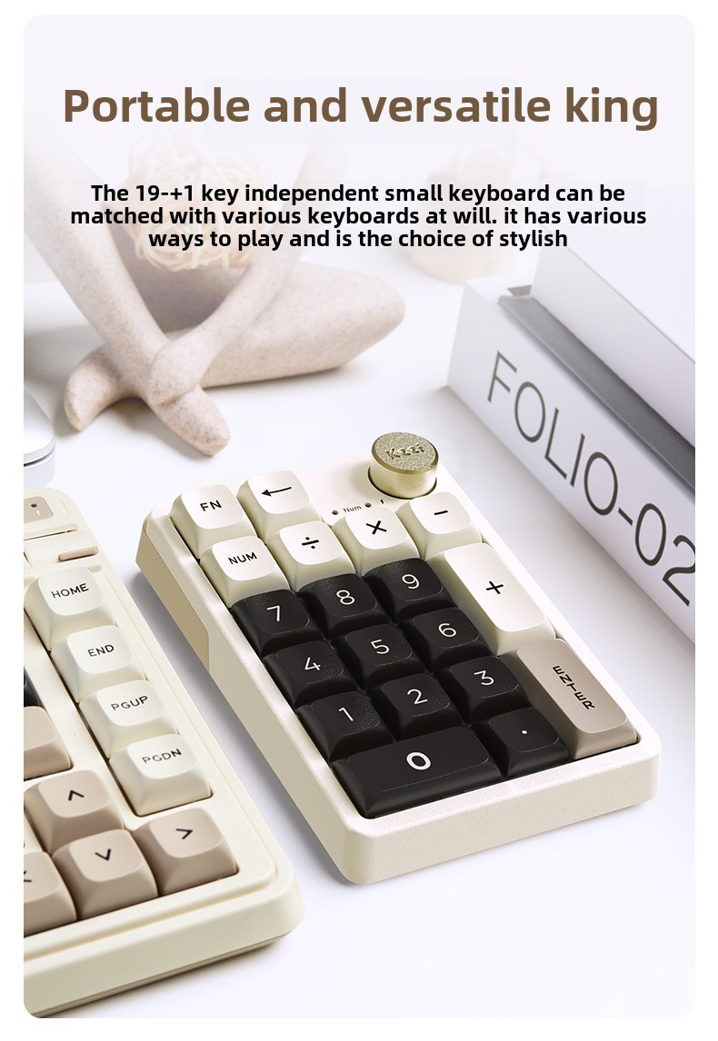 KZZI K20 Wireless 2.4g Bluetooth Digital Mechanical Numeric Keypad RGB Hot Swap Girls Portable ...