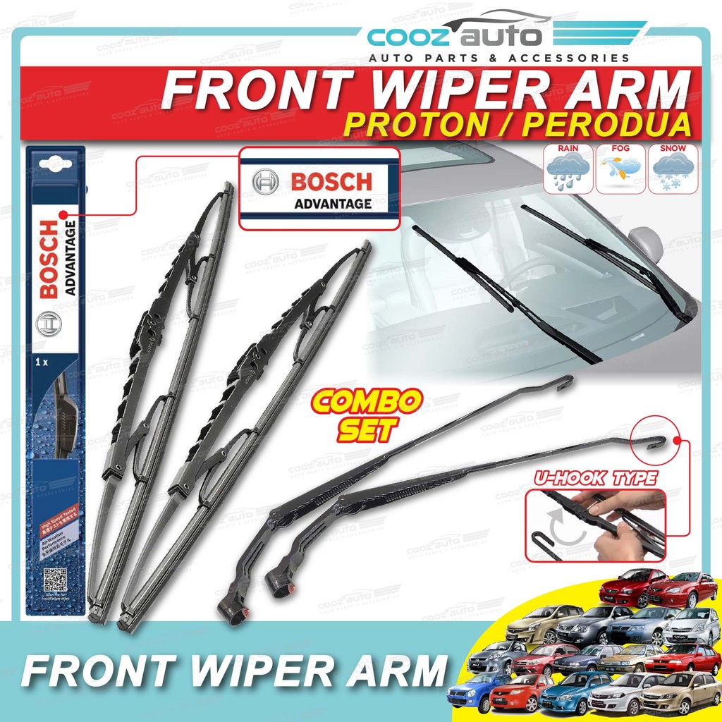 Perodua Myvi Kancil Viva Proton Saga Wira Persona Front Wiper Arm BOSCH Lengan Pengelap Cermin ...
