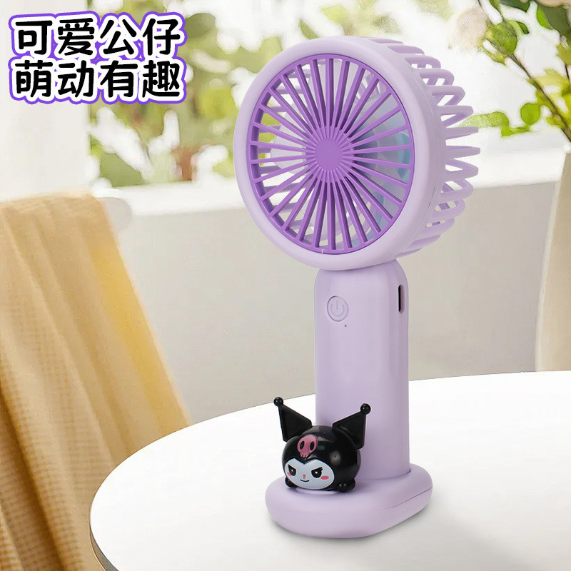 Cartoon Portable Kuromi Fan with Base Sanrio Mini Desktop Electric Fan ...