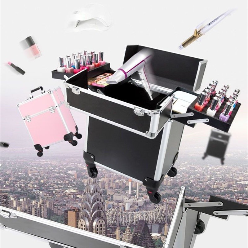 Cosmetic Case Trolley Makeup Box Suitcase Cosmetic Storage Large ...