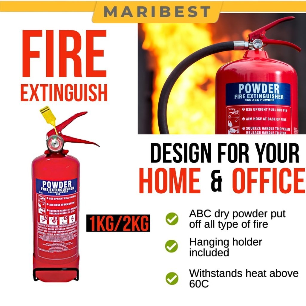 1KG 2KG Fire Extinguisher Fire Fighter Portable Multipurpose Fire ...