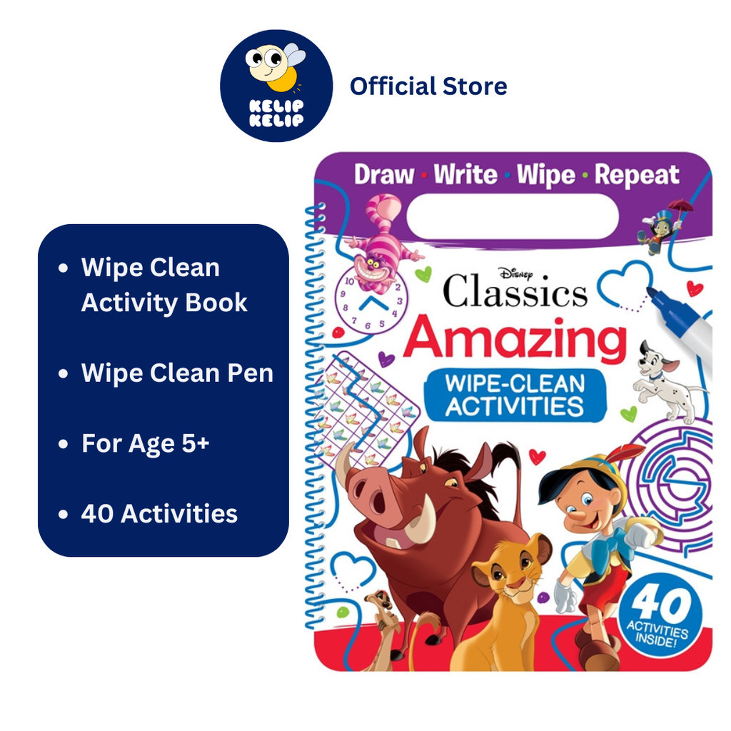Disney Wipe Clean Activity Book with Pen for Kids to Draw & Play ...