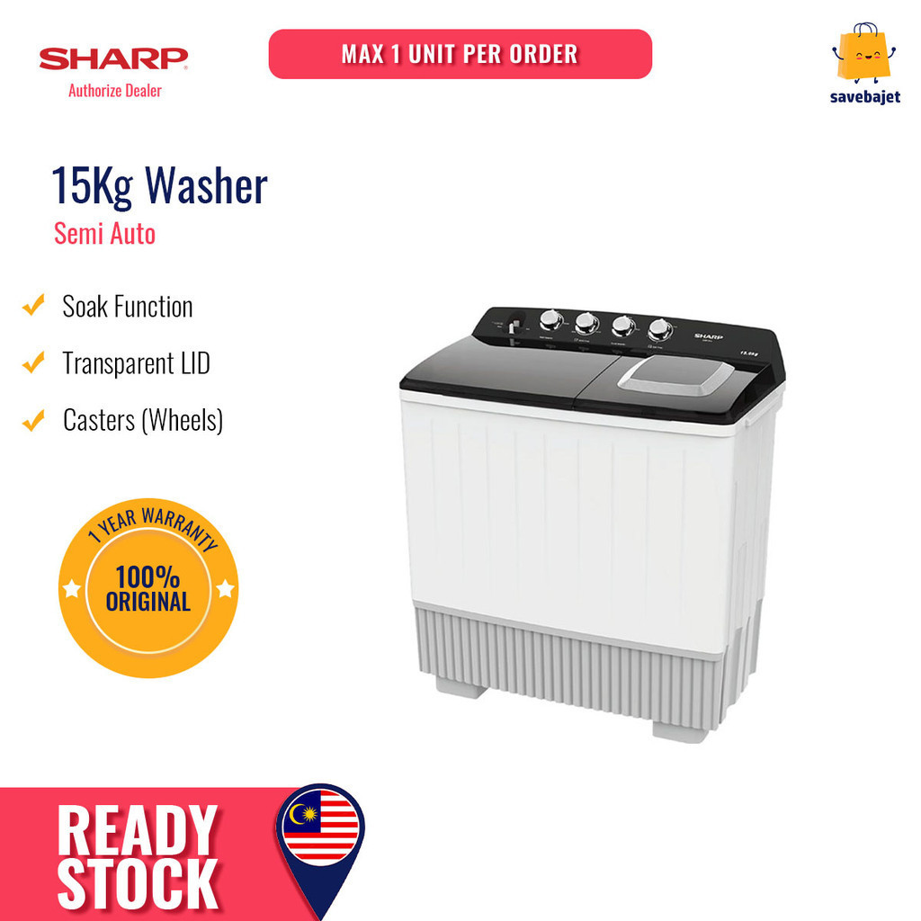 SHARP Semi Auto Washing Machine Washer (15kg) ESTP1516 | Shopee Malaysia