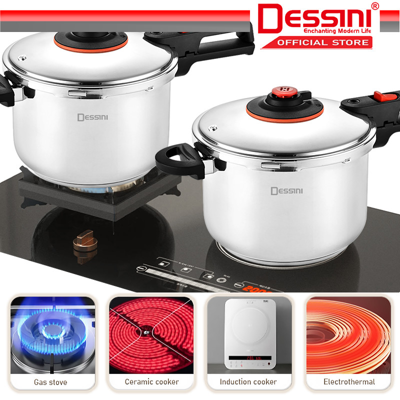 DESSINI ITALY 6L Non-stick Stainless Steel Induction Pressure Cooker ...