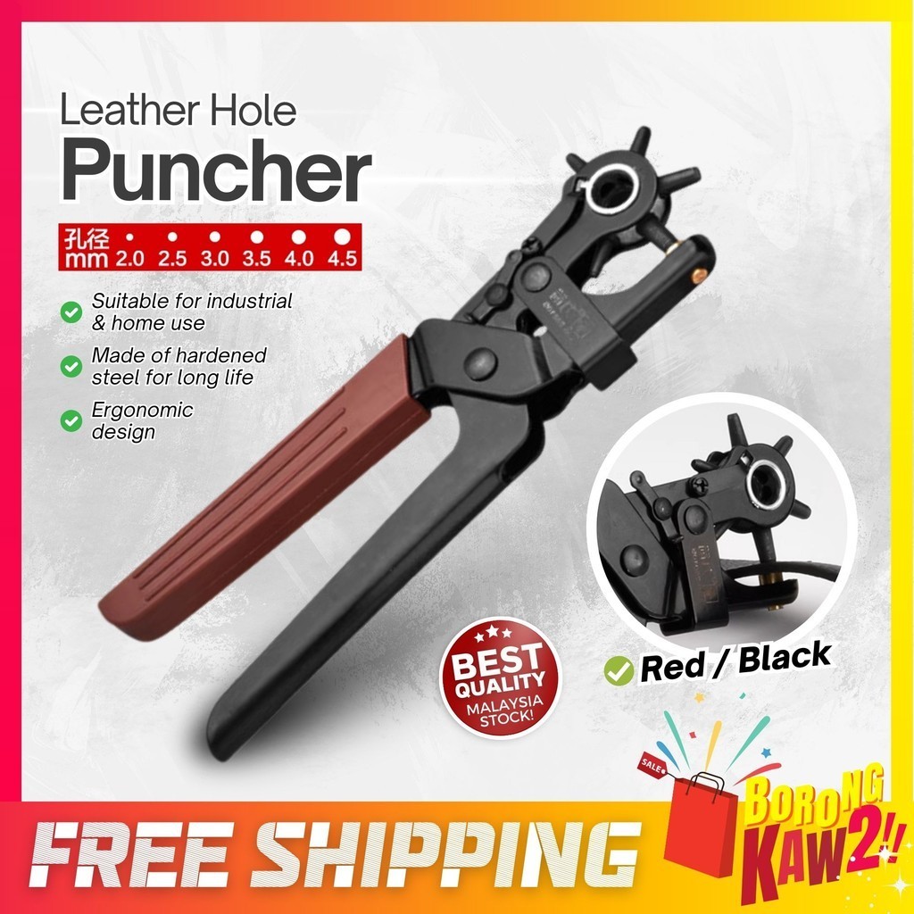Red / Black Hole Puncher Heavy Duty 6 Hole Puncher Belt Round Hole ...