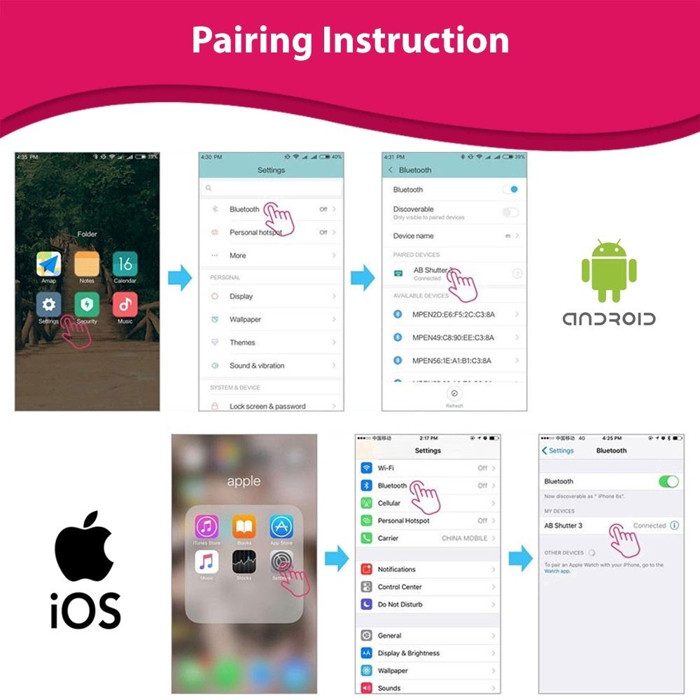 🔥𝑭𝑹𝑬𝑬 𝑩𝑨𝑻𝑻𝑬𝑹𝒀🔥 10M Bluetooth Shutter Selfie Remote Control Wireless ...