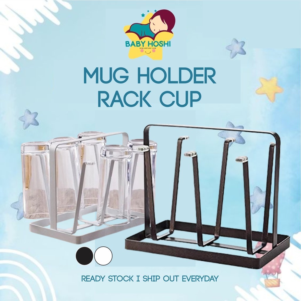 BH Metal 6 Cup Stand with Handle for Mug Easy Clean Gelas Bottle / Rak ...