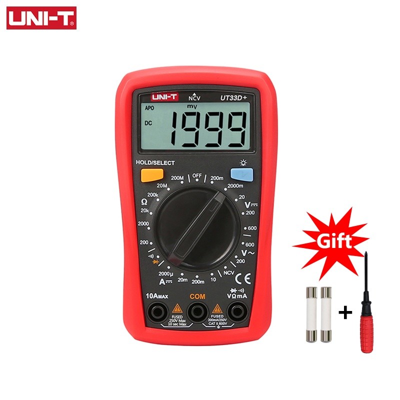 in stock UNI-T UT33+ Series AC DC 600V DC 10A Palm Size Digital Multimeter UT33A+ UT33B+ UT33C ...
