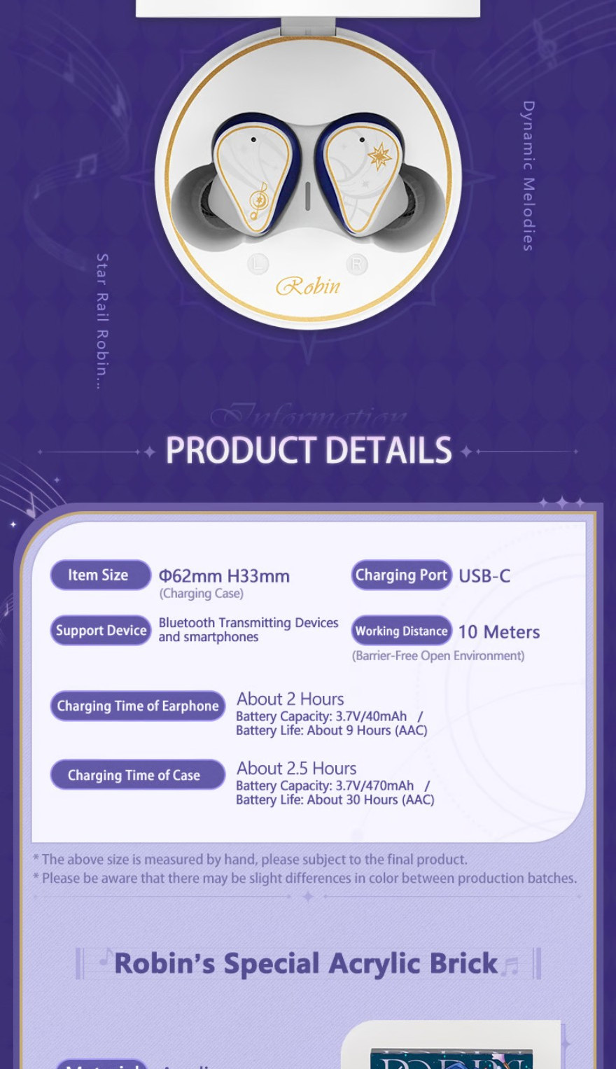 Moondrop x Honkai: Star Rail Robin, True Wireless Earbuds: Dual Drivers ...