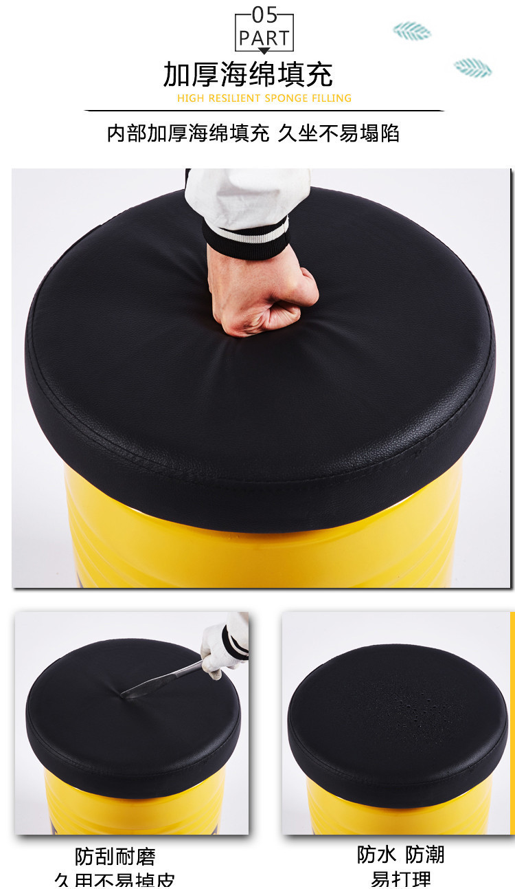 Iron Bucket Stool Iron Round Stool Backrest Chair Storage Paint Bucket ...