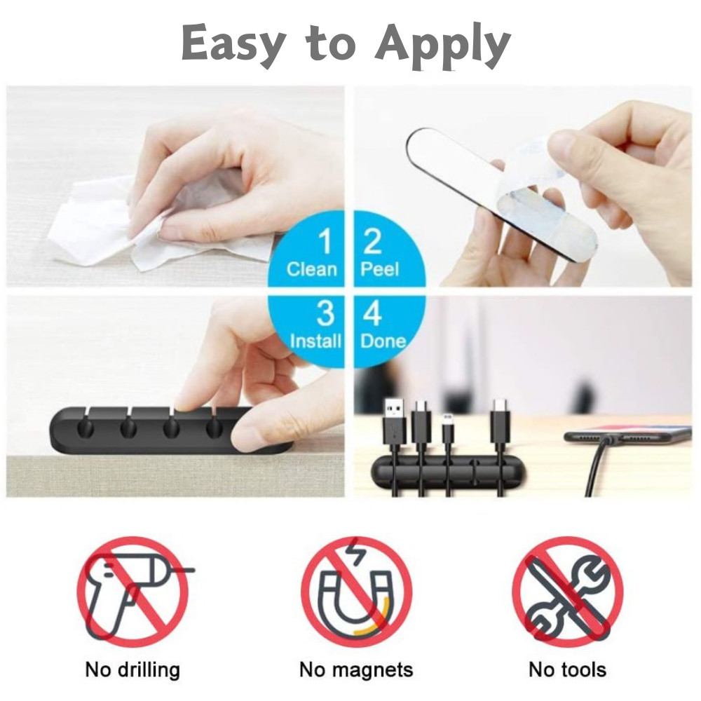 Silicone Cable Organizer Clip Table USB Cable Holder Charger Winder Desktop Tidy Management ...