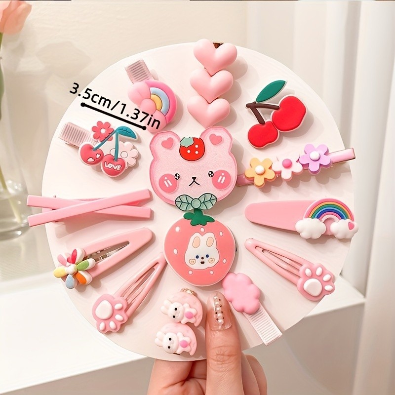 14pcs Creative Cute Cartoon Hair Clips Set Decorative Hair Accessories ...