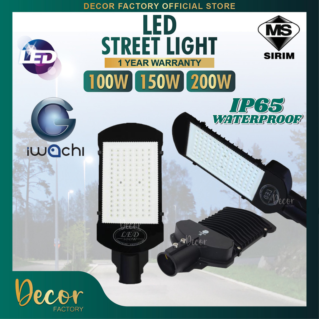 IWACHI LED Street Light Outdoor Light Weatherproof Super Bright 100W ...