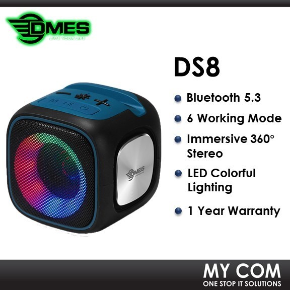 DMES DS8 TWS Wireless Bluetooth RGB Portable Mini Speaker With AUX & Mic In Jack, Type-C Port ...