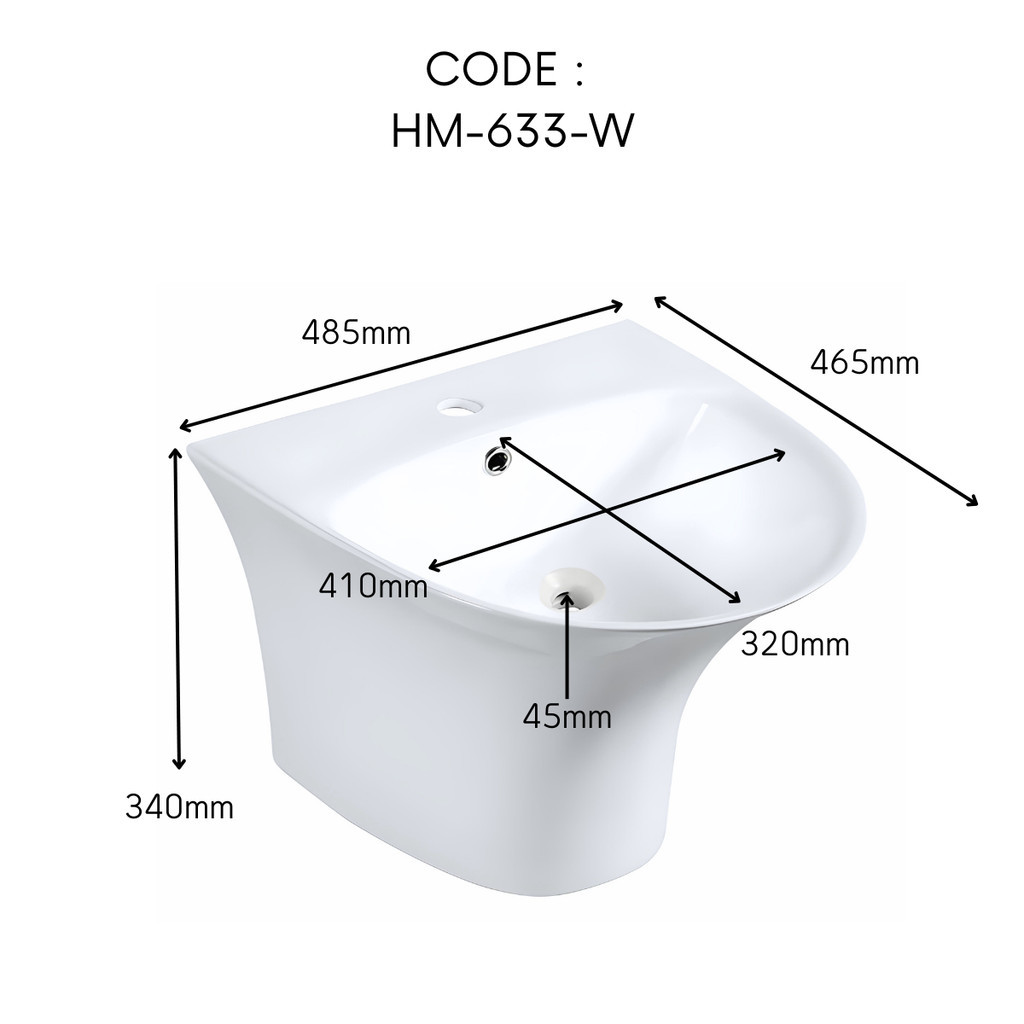 HEMOS BATHROOM CERAMIC WASH BASIN WALL MOUNTED ART BASIN VESSEL SINK ...