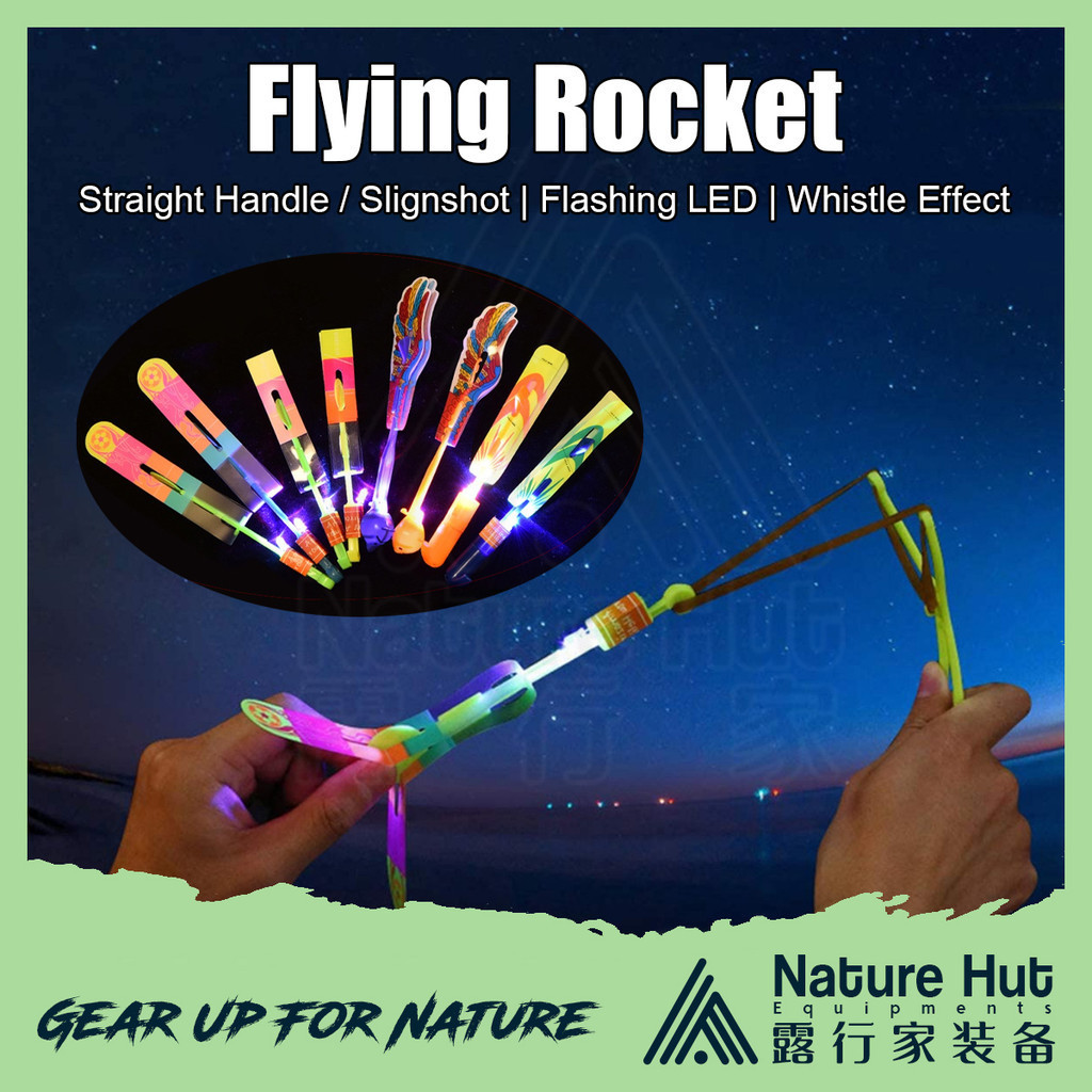 Flying Rocket LED Slingshot Helicopter Arrow Toys Outdoor Play Mainan ...