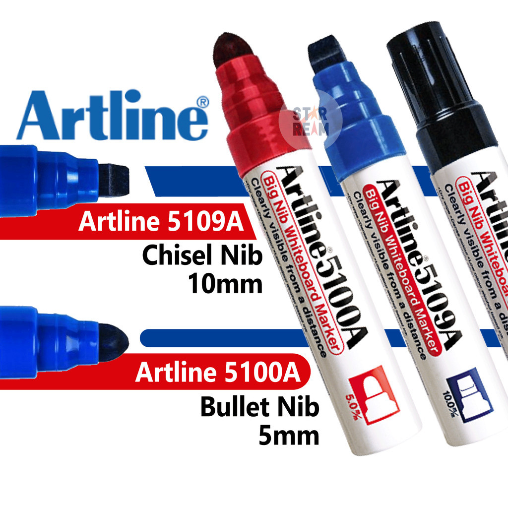 [READY STOCK] Big Nib Artline Whiteboard Marker(Chisel/Bullet)|5100A ...
