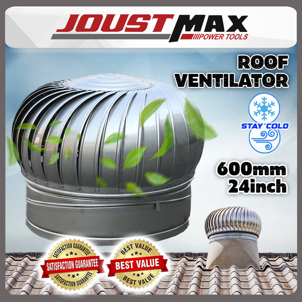 24Inch 600mm Stainless Steel Roof Ventilation Wind Turbine Unpowered ...