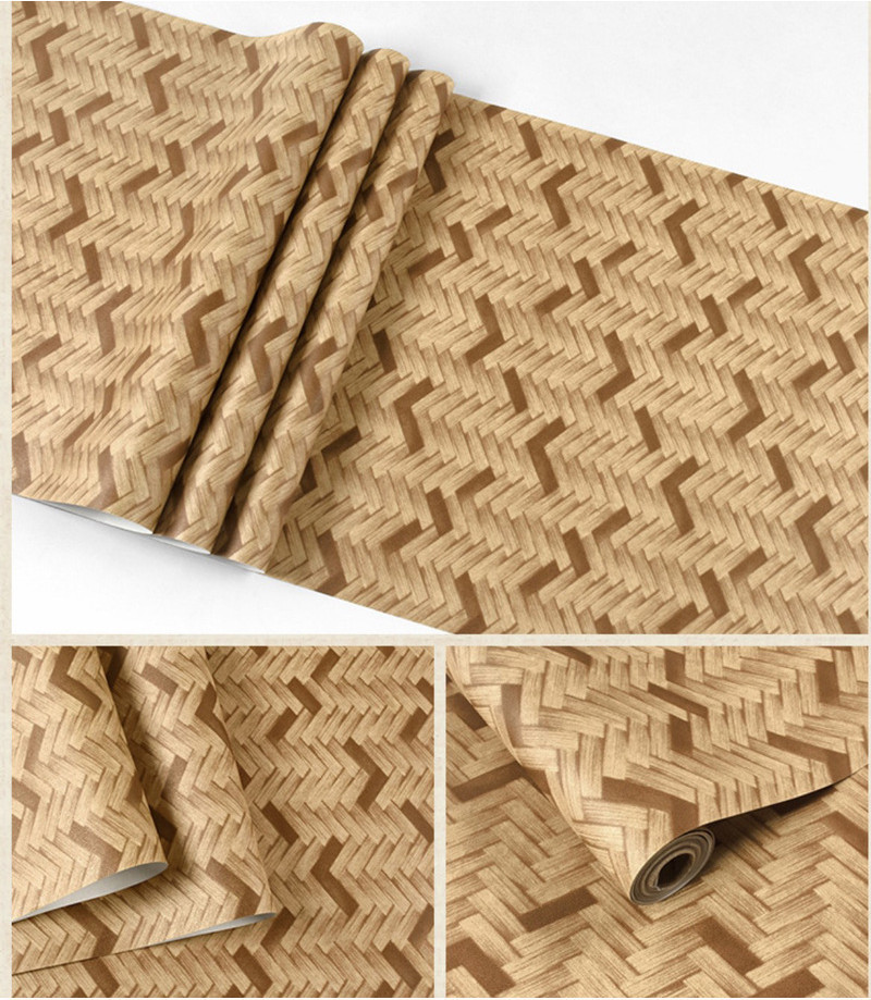 Kertas Dinding Anyaman Buluh Tiruan Retro 3d Siling Kertas Dinding ...