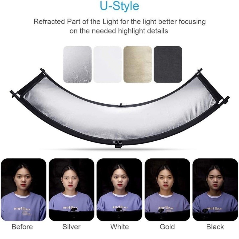 4-in-1 U-Shaped Curved Reflector With Four Color Reflective Cloth Photo ...
