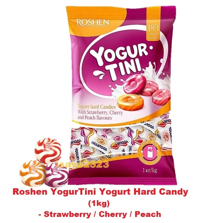 Roshen YogurTini Yogurt Hard Candy (1kg) - Strawberry / Cherry / Peach ...