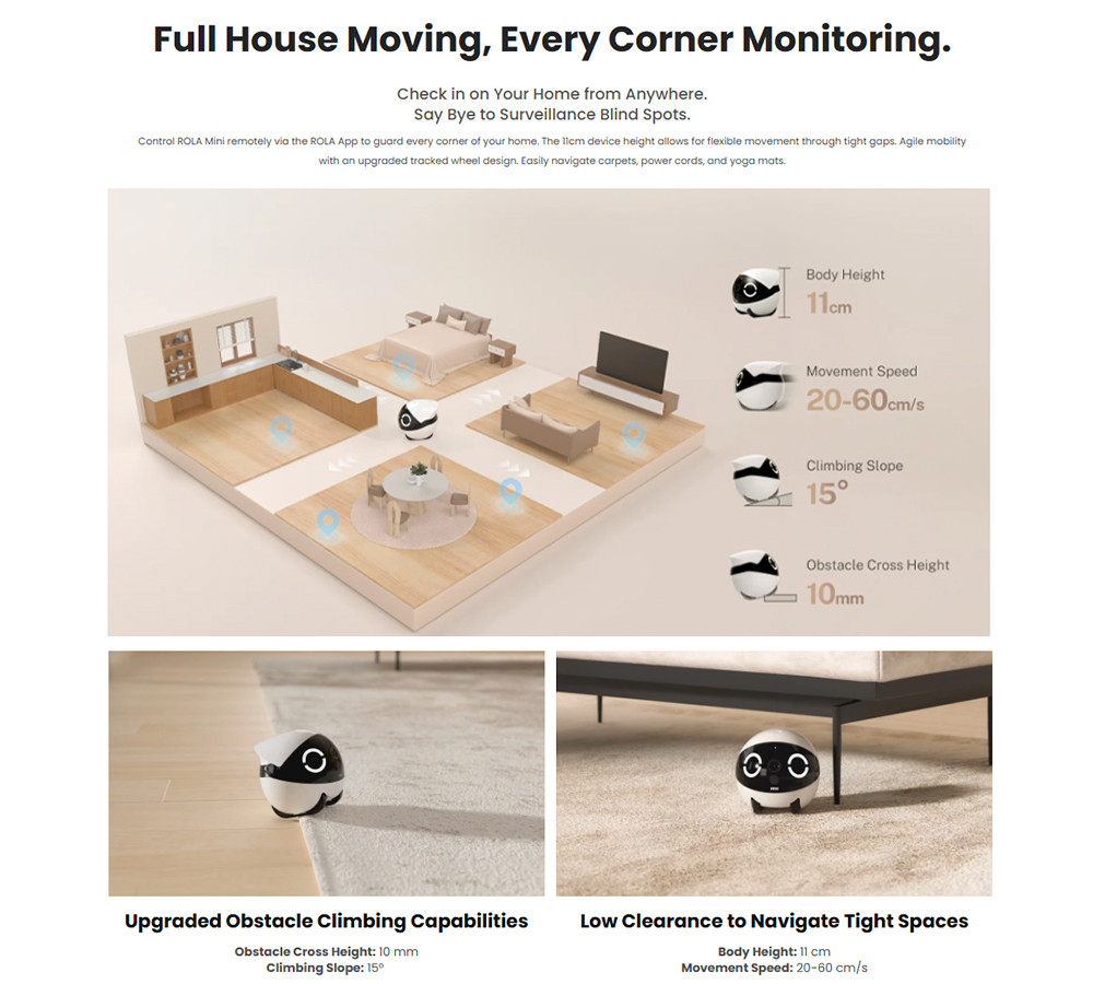 Enabot ROLA Mini Companion Robot with 2K Ultra Clear Camera and 25 Days ...