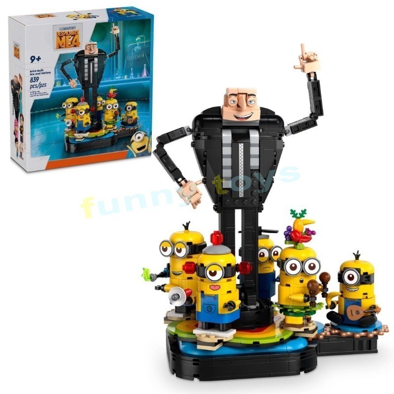75582 Brick-Built Gru and Minions Building Blocks Despicable Me 4 ...