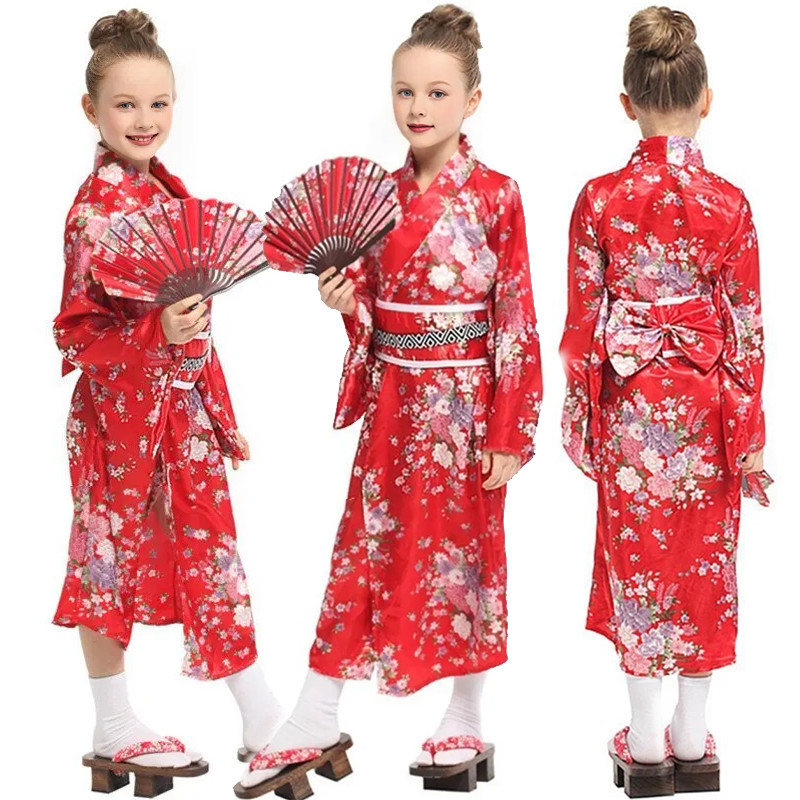 MYLITTLELASS Children Girl Floral Japanese Traditional Kimono Robe ...