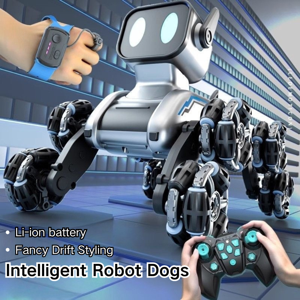 Robot Dog 2.4G Eight Wheel Mechanical RC Stunt Dog Gesture Sensing ...