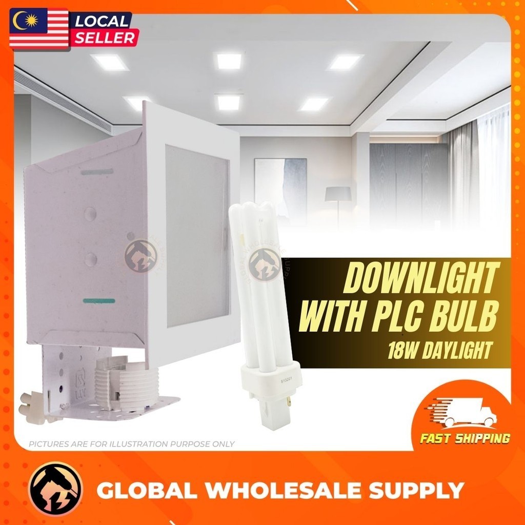 YLI 18W Square Downlight PLC Lamp Holder Spotlight Plaster Ceiling ...