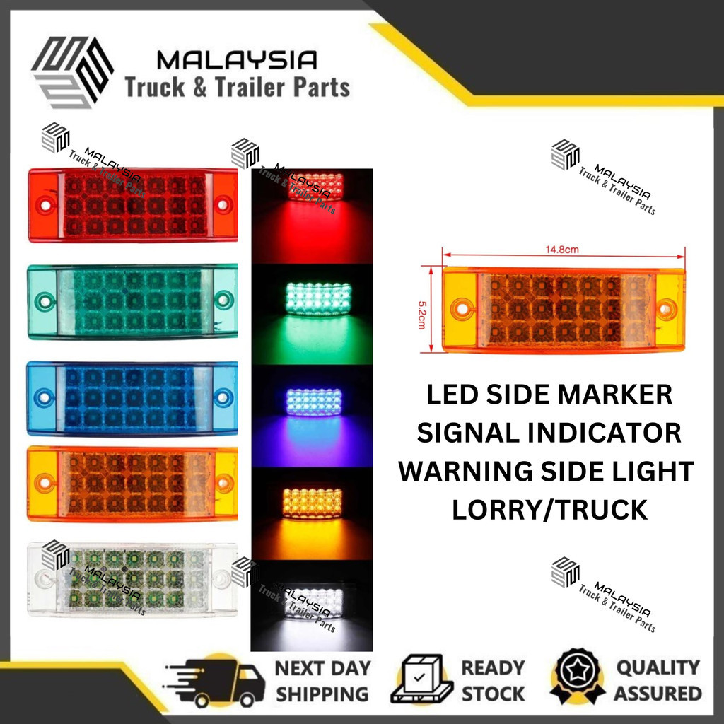 12V 24V LED Flash Side Marker Lights Signal Indicator Reflector Warning ...