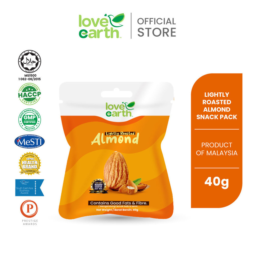 Love Earth Snack Pack Lightly Roasted Almond 40g | Shopee Malaysia