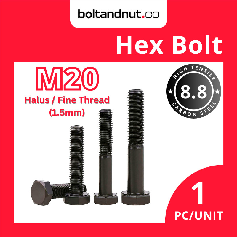 [Fine Thread] M20-1.5mm Hex Bolt DIN960 DIN961 | Grade 8.8 High Tensile ...