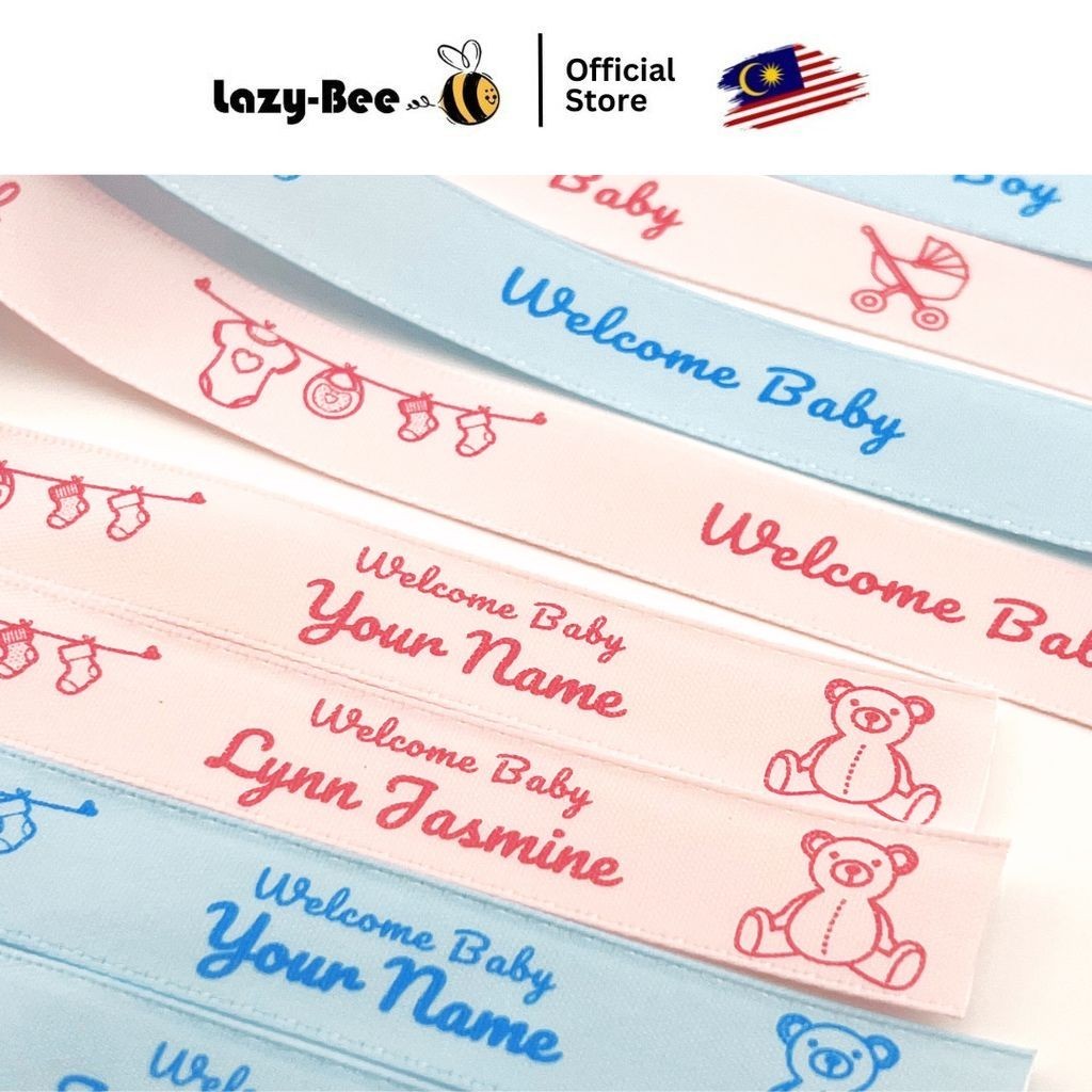 LAZY BEE 5 meters Welcome Baby Ribbons Cute Baby Shower Custom Print ...