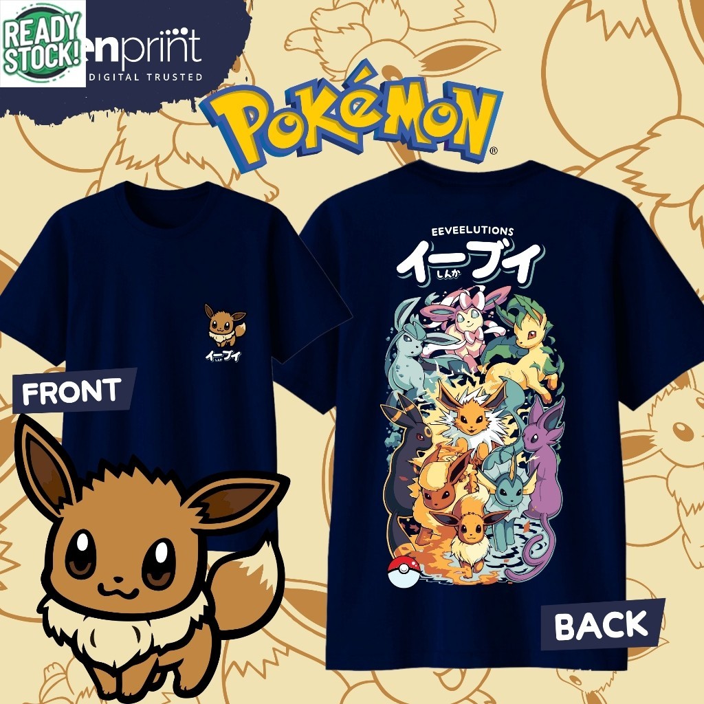 Pokemon T-Shirt | Eevee | Evolutions | Eeveelutions | Non Official | 30 ...