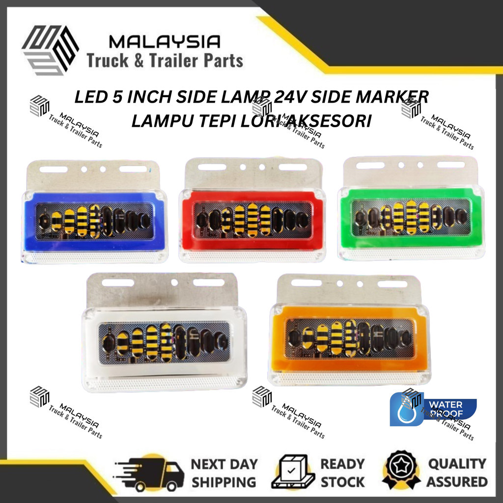 LED 5 INCH SIDE LAMP 24V SIDE MARKER LAMPU TEPI LORI LORRY TRUCK ...