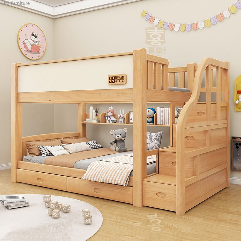 Xizhi Thick Solid Wood Mother And Child Bed High And Low Bed Bunk Bed ...