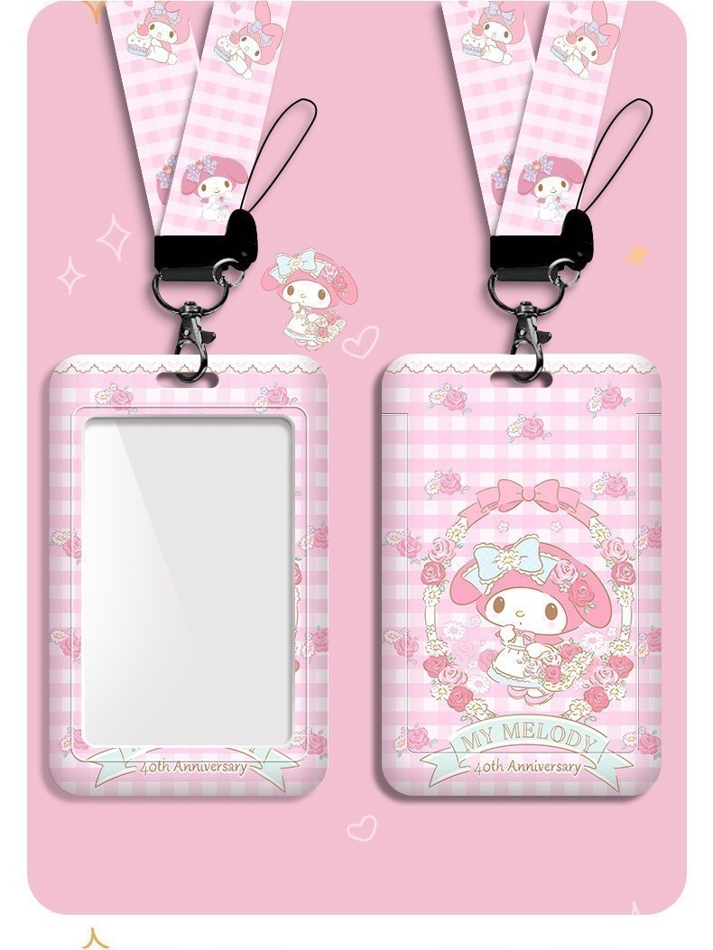 Cartoon Sanrio Hello Kitty Kuromi Lanyard Card Sleeve ID Card Holder ...