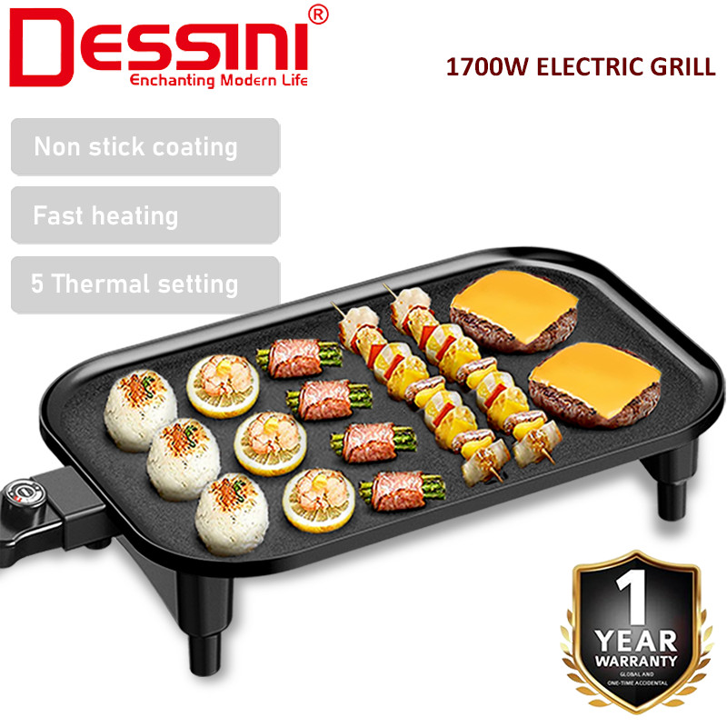 DESSINI ITALY Electric BBQ Grill Steak Frying Pan Teppanyaki Barbecue ...