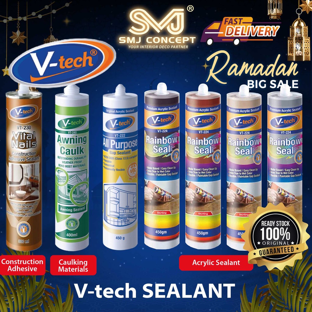 "V-Tech All-Purpose Silicone Sealant for Nails & Gaps | VT-230 & VT-222" | Shopee Malaysia