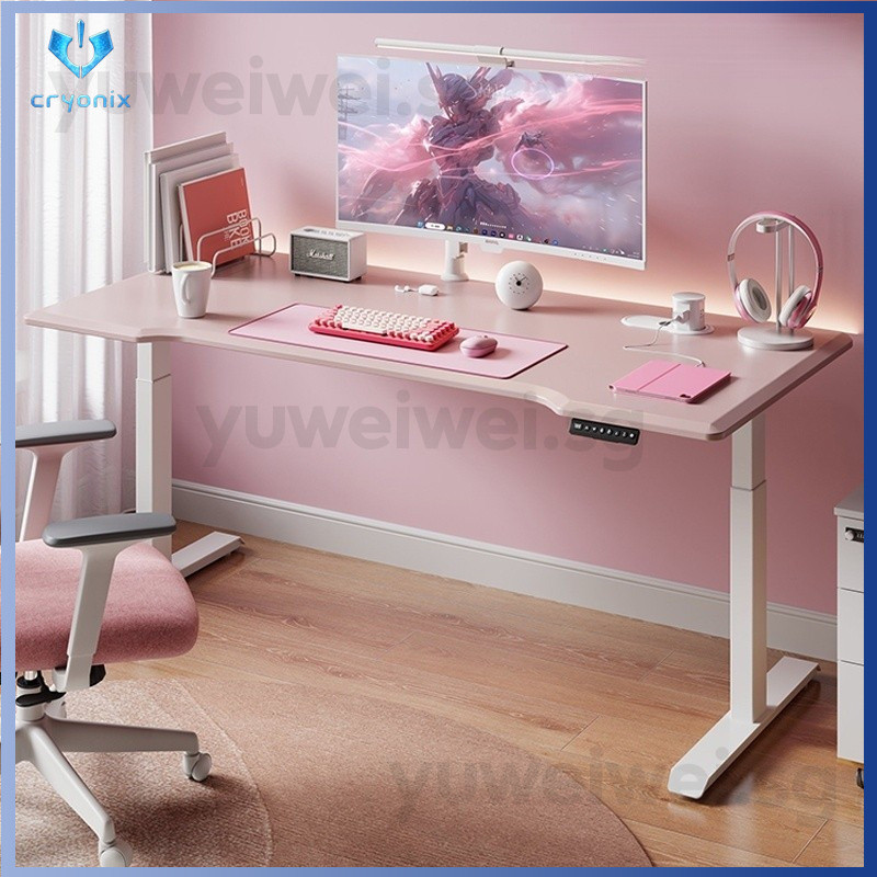 Computer Table Electric Lift Desk Pink Computer Desk Office Table ...