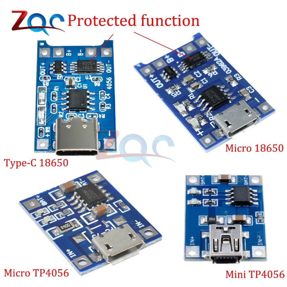 in stock type-c Micro Mini USB 5V 1A 18650 TP4056 Li-ion Lithium ...
