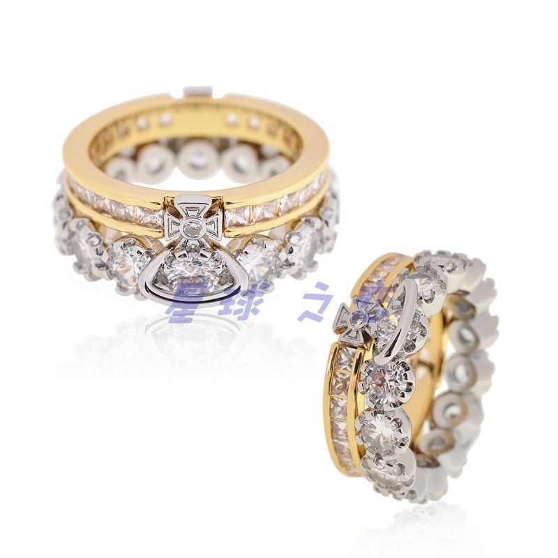 Vivienne Westwood Double-layered Large Diamond Saturn Ring, Fresh And ...
